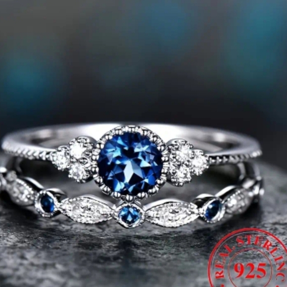 Jewelry | 925 Sterling Silver Stacking Rings Inlaid Shining Gemstone In ...